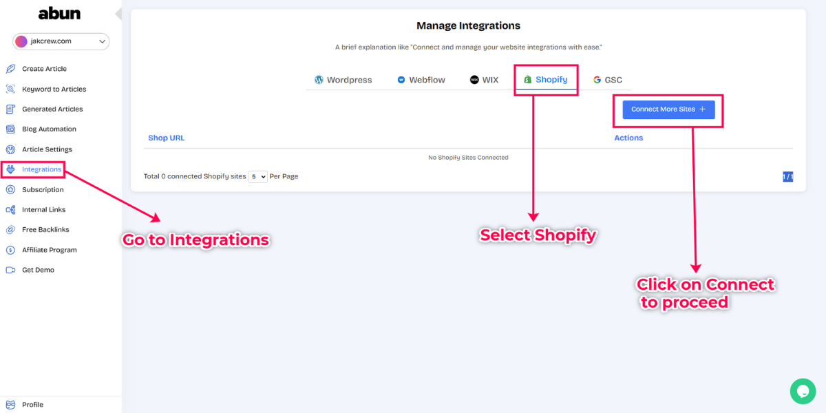 How to connect Abun with Shopify?